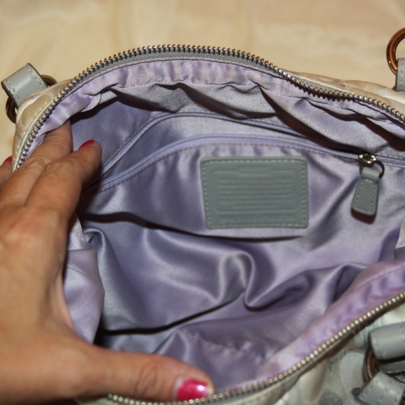 Coach | Bags | F8378 Coach Metallic Silver Gray White Signature | Poshmark